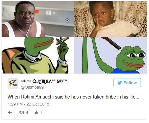 Funny Tweets and Memes As Amaechi Says He Has Never Taken Bribe Before