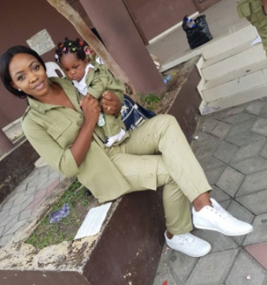 Female NYSC Member Melt Hearts Online as She Poses with Her Little ...