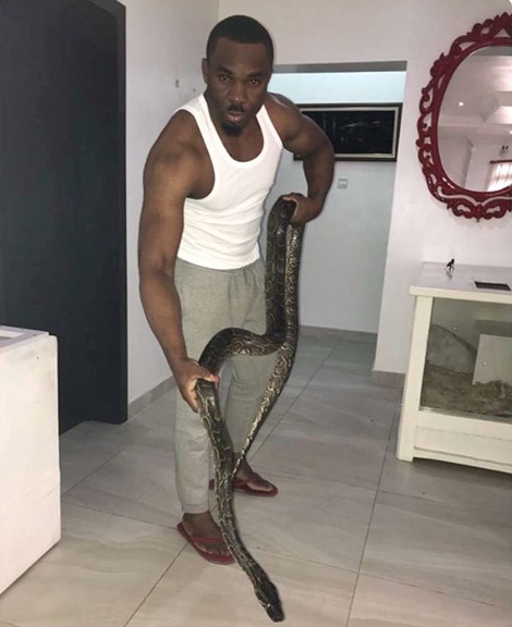 Watch as Lagos Socialite, Pretty Mike Feeds and Kisses His Pet Python ...