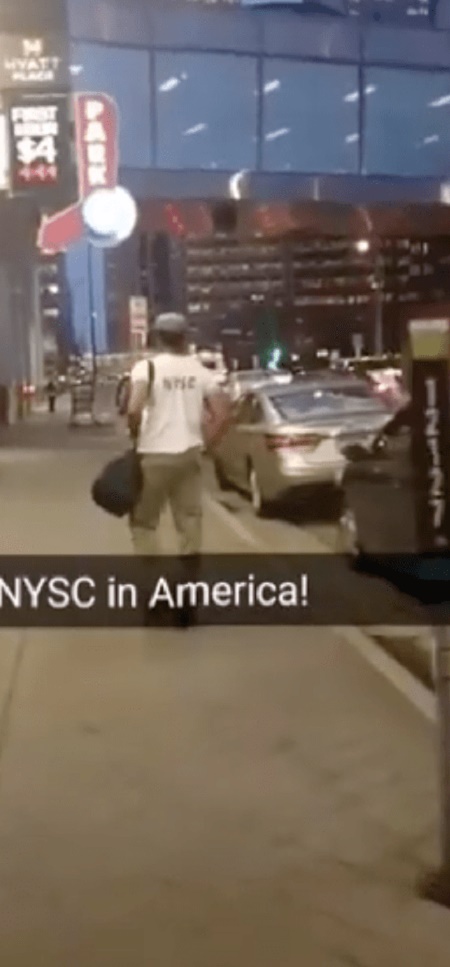 Unbelievable! See Man Rocking NYSC Uniform Spotted in USA (Photos)