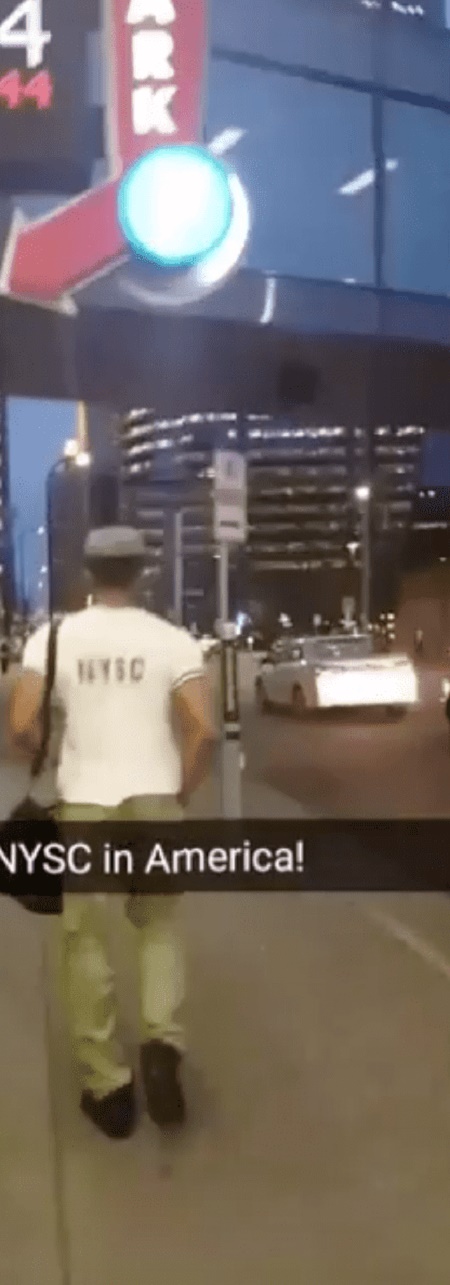 Unbelievable! See Man Rocking NYSC Uniform Spotted in USA (Photos)