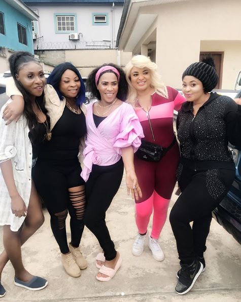 Curvy Actress, Omo Butty Seen Playing Around With Colleague (Photos)