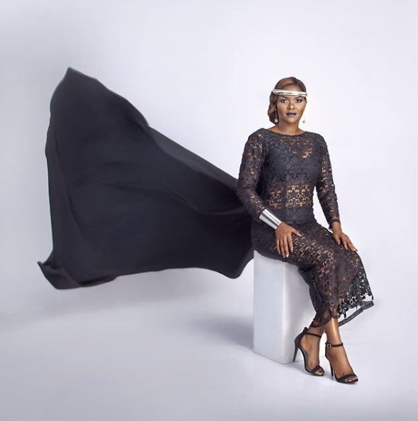 Actress Kehinde Bankole Stuns As She Bares Cleavage In Short Gown (Photos)