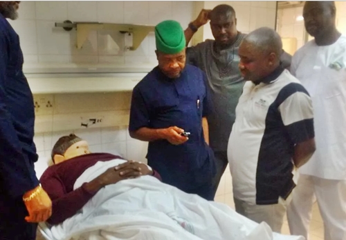 See The Condition Of Olisa Metuh At Abuja Hospital As Emeka Ihedioha Visits Him (Photos)