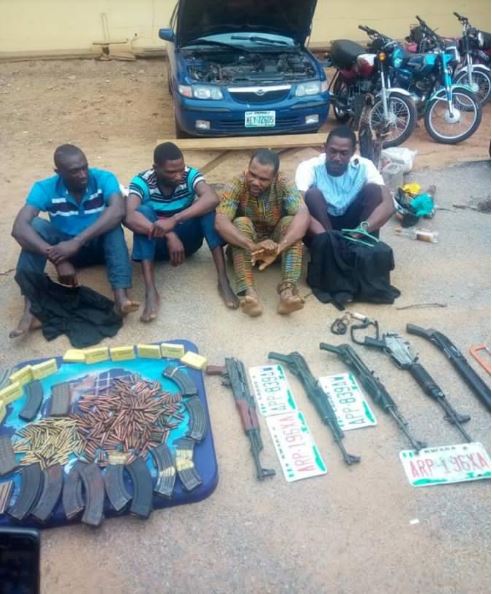 See The Deadly Armed Robbery Gang Busted In Kwara With AK 47 Guns (Photos)