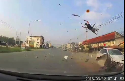 Shocking Video: Bike Rider Sent Flying Through The Air After Colliding ...