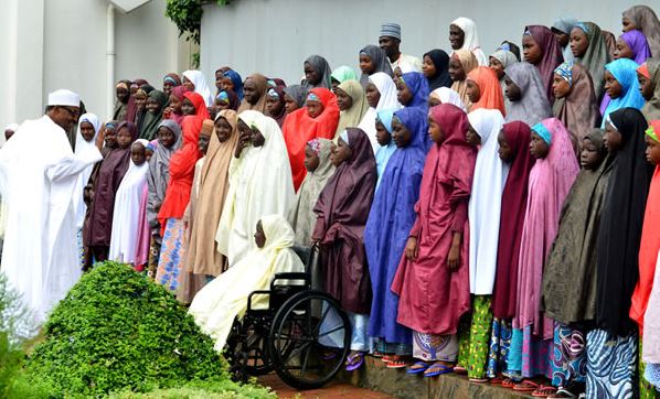 Check Out Photos Of President Buhari Meeting With Freed Dapchi Girls
