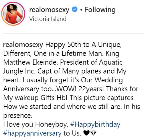 Checkout The Sweet Message Omotola Wrote Her Husband As They Celebrate ...