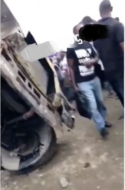 Horror! Danfo Driver Trapped Inside His Bus As Truck Falls On His ...