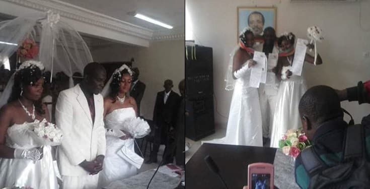 Man Marries Two Wives In One White Wedding Ceremony (Photos)