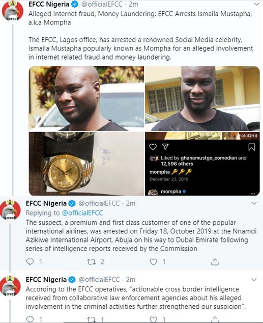 Mompha Was Arrested At Abuja Airport With N20m Wristwatches - EFCC ...
