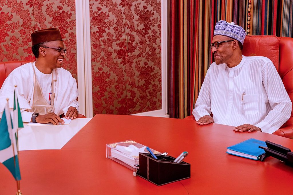 Buhari All Smile With El-Rufai in Aso Rock (Photo)