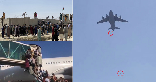 People Desperate to Leave Kabul Fall Off Plane After Trying to Stowaway