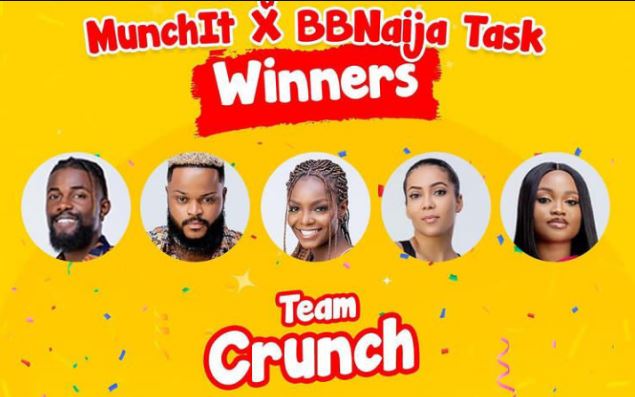 BBNaija: Team Crunch Wins N1 Million In Munch It Task