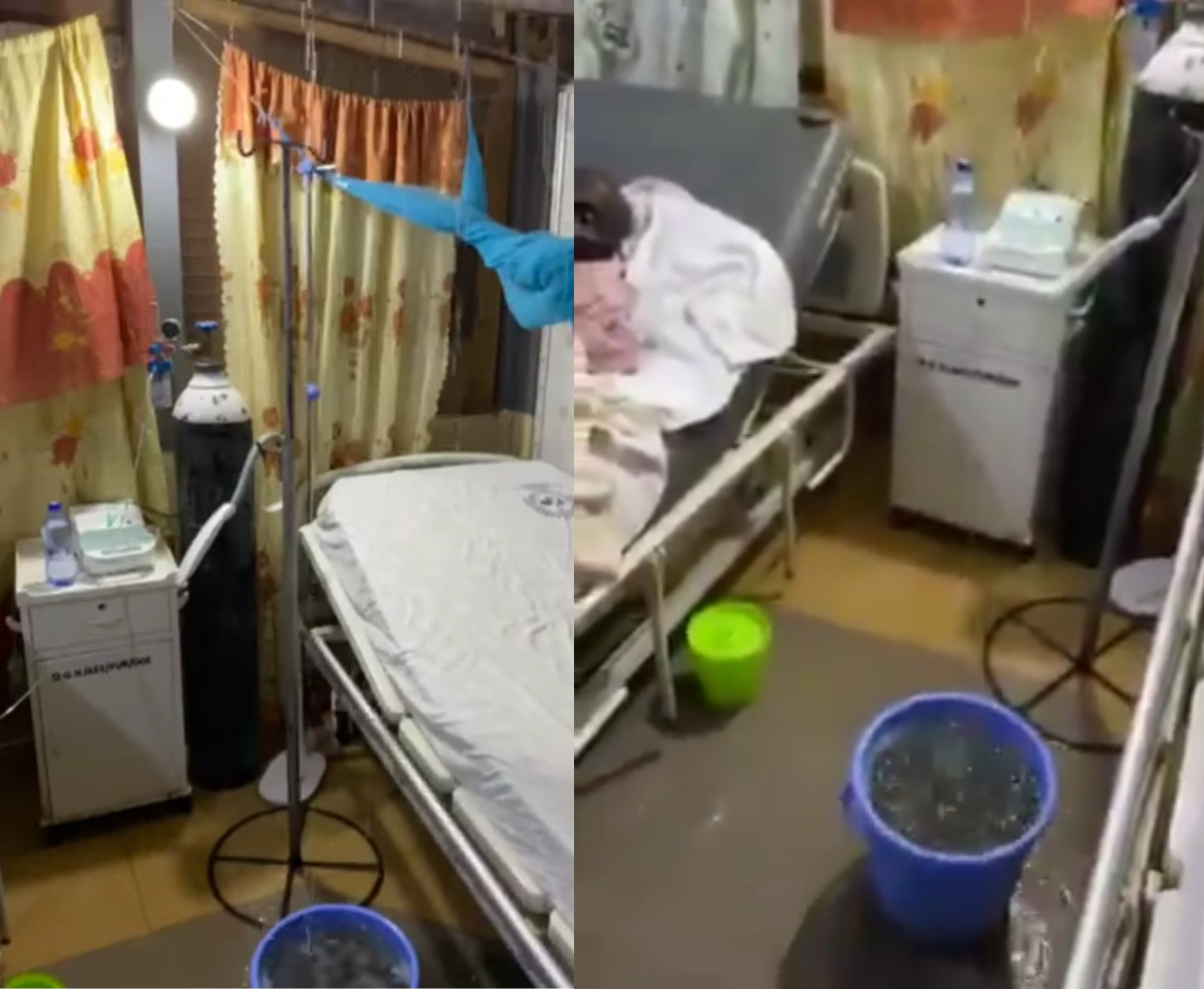 Rain Falls Into Hospital Ward From Leaking Roof While Patients Are On ...