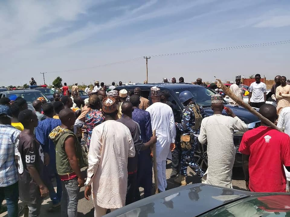 Photos Showing Moment Senator Danjuma Goje Was Attacked, Cars Destroyed