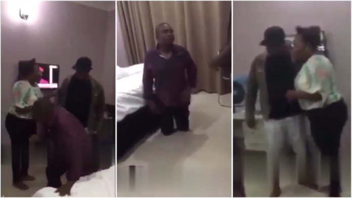 Drama As Man Catches His Wife In Bed With Another Man In A Hotel (Video)