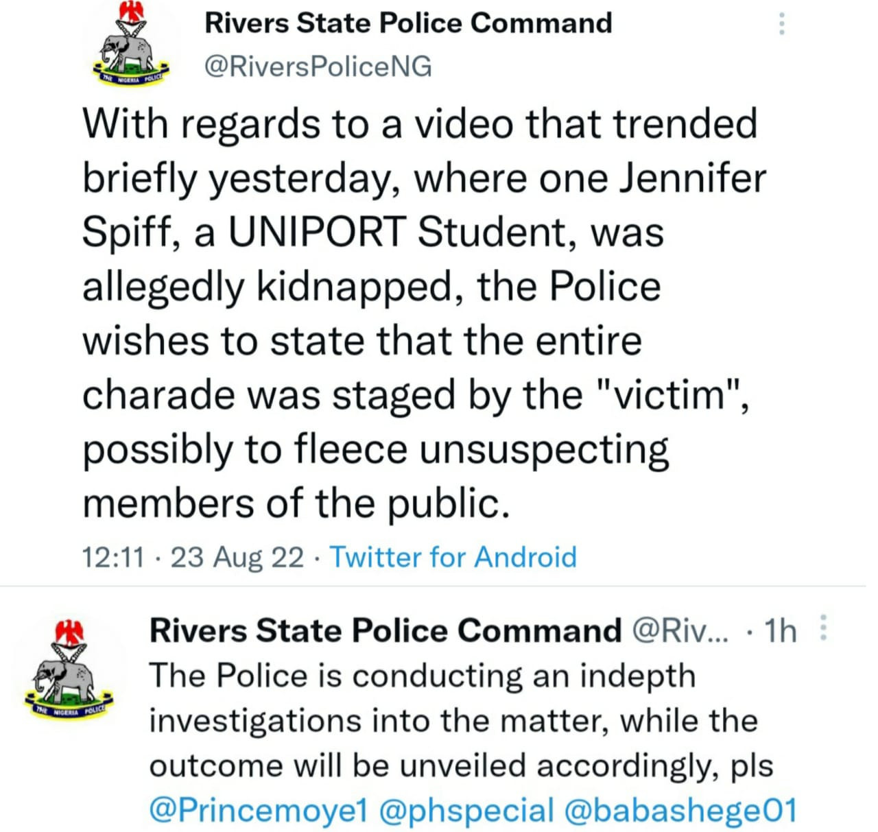 It Was Staged - Rivers State Police Command Dismisses Trending Video of ...