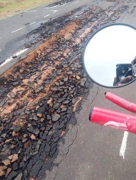 Photos Of A Road In Plateau State ''Washed Away'' After Heavy Downpour