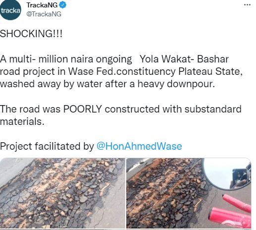 Photos Of A Road In Plateau State ''Washed Away'' After Heavy Downpour