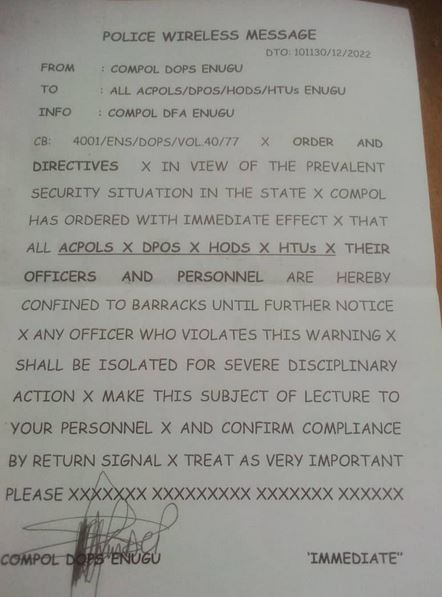 Enugu Police Command Denies Asking Officers To Leave Their Duty Posts ...