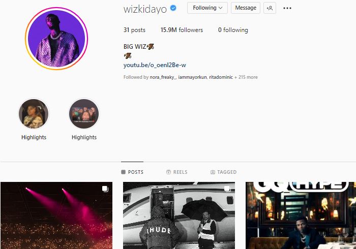 Singer, Wizkid Unfollows Everyone On Instagram Including Fellow Celebs