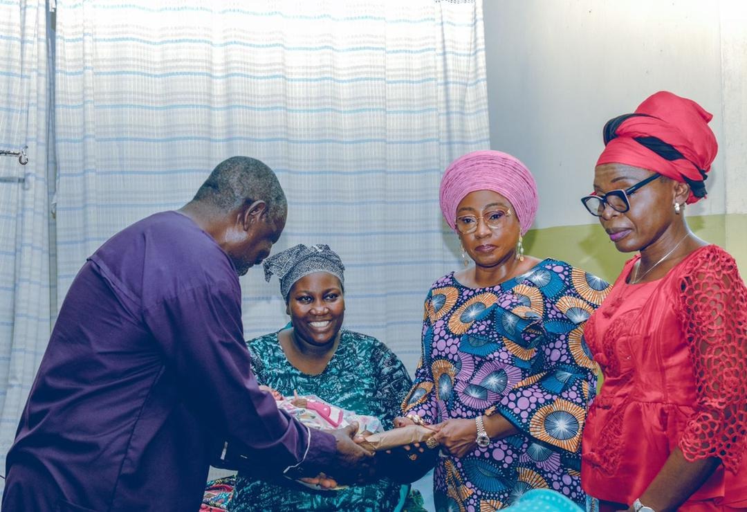 Photos Of Ekiti First Lady Visiting The Triplets Born To 71-Year-Old ...