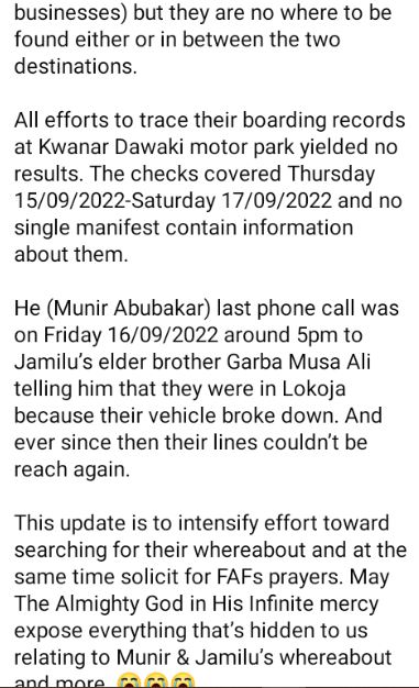 Two Friends Missing 10 Days After Boarding Vehicle From Kano To Lagos