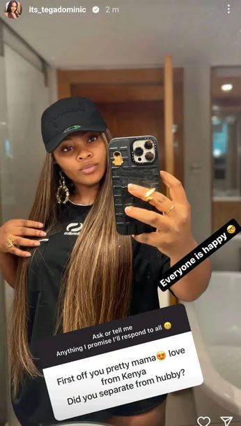 BBNaija's Tega Replies Fan Who Asked If She Is Still Married