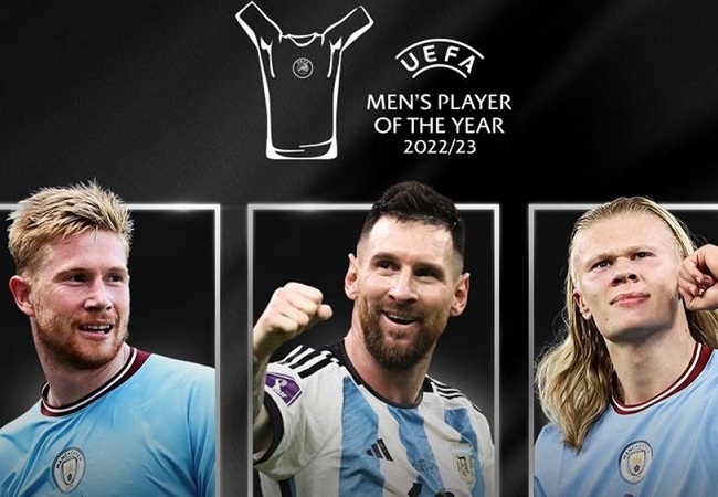 De Bruyne, Haaland, Messi Nominated For UEFA Men's Player of the Year Award