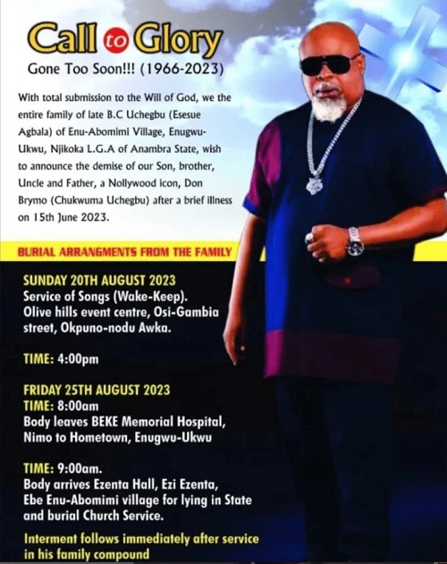 AGN Announces Burial Date For Nollywood Actor, Don Brymo (Photo)