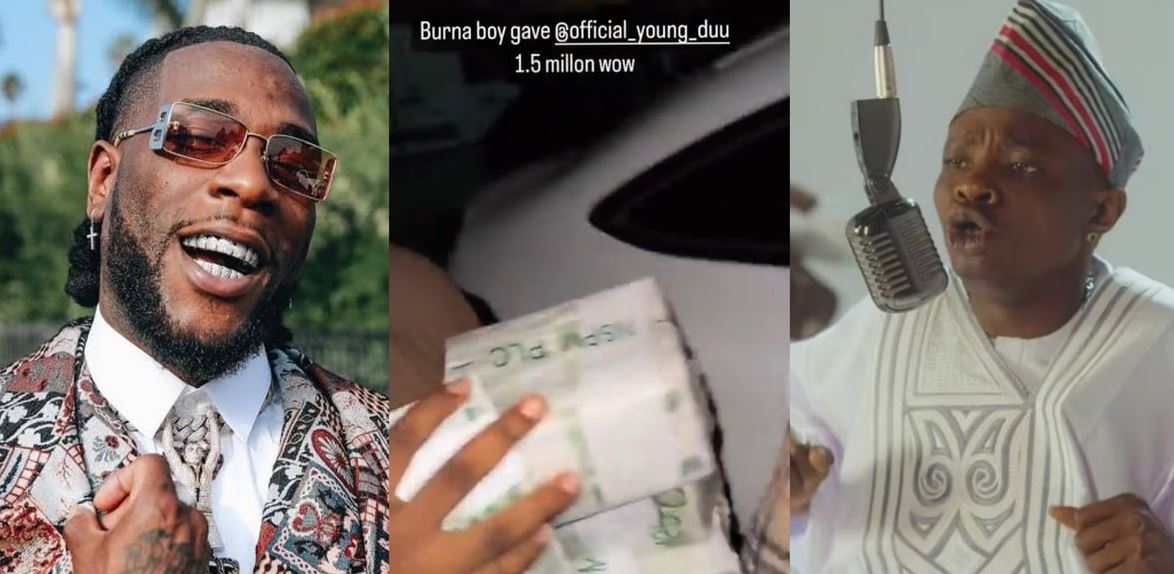 Burna Boy Gives Portable’s Former Signee, Young Duu, 1.5M Cash (Video)