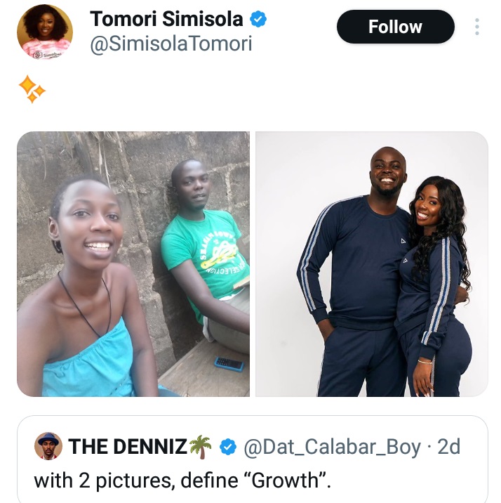 Define Growth - Nigerian Woman Says As She Shares Before And After Photos of Herself And Her Husband