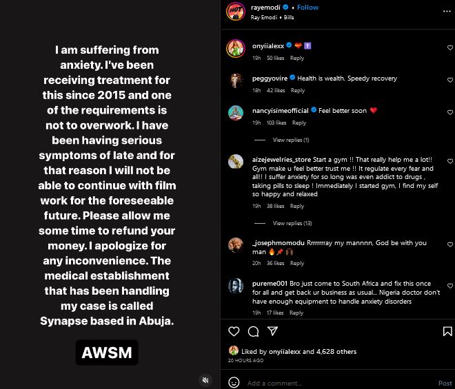 I Am Suffering From Anxiety – Actor Ray Emodi