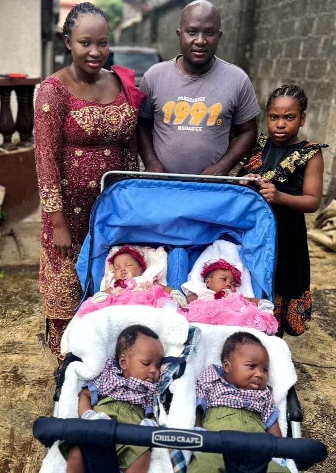 Nigerian Woman Gives Birth To Quadruplets After 9 years of Waiting (Photo)