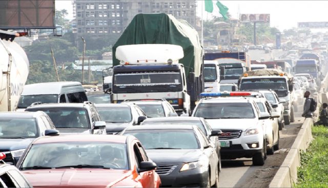 Gridlock As Petrol Tanker Gets Stuck On Lagos Road