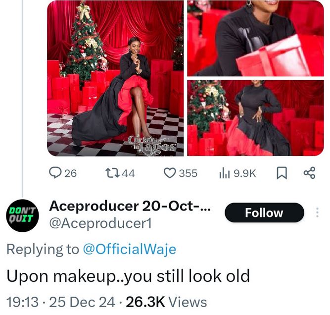 Singer, Waje Reacts After Being Age-shamed By An X User
