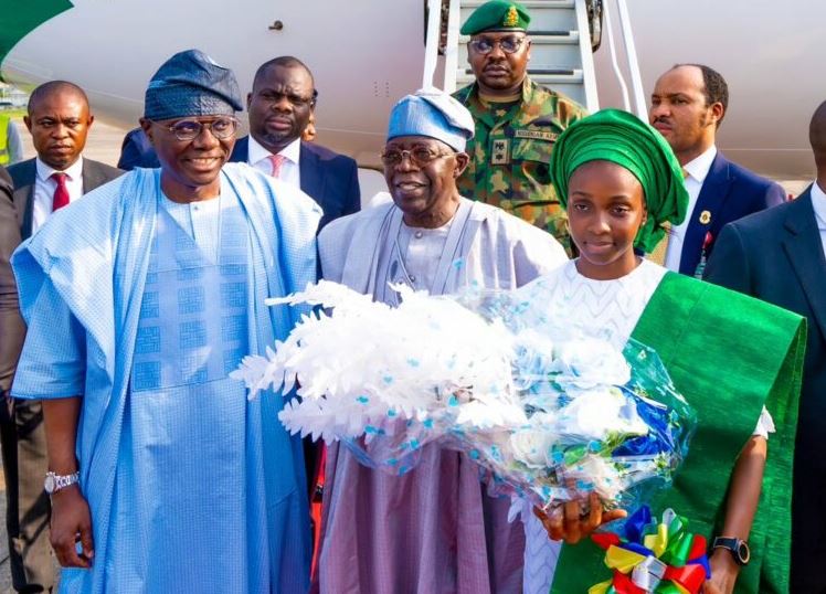 President Tinubu Arrives In Lagos Ahead Of Red Line Rail Project ...