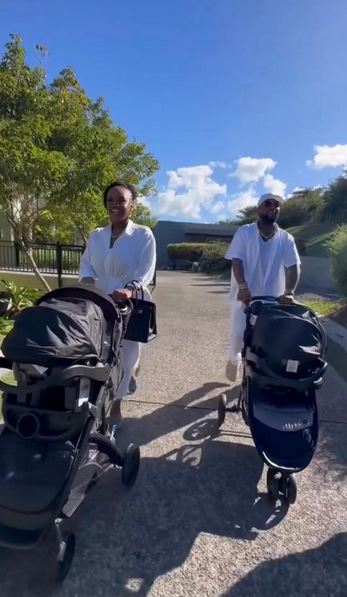 Adorable Video Of Davido And His Wife, Chioma, Taking Their Twins For A ...