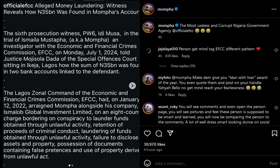 The Most Useless And Corrupt Agency - Mompha Slams EFCC