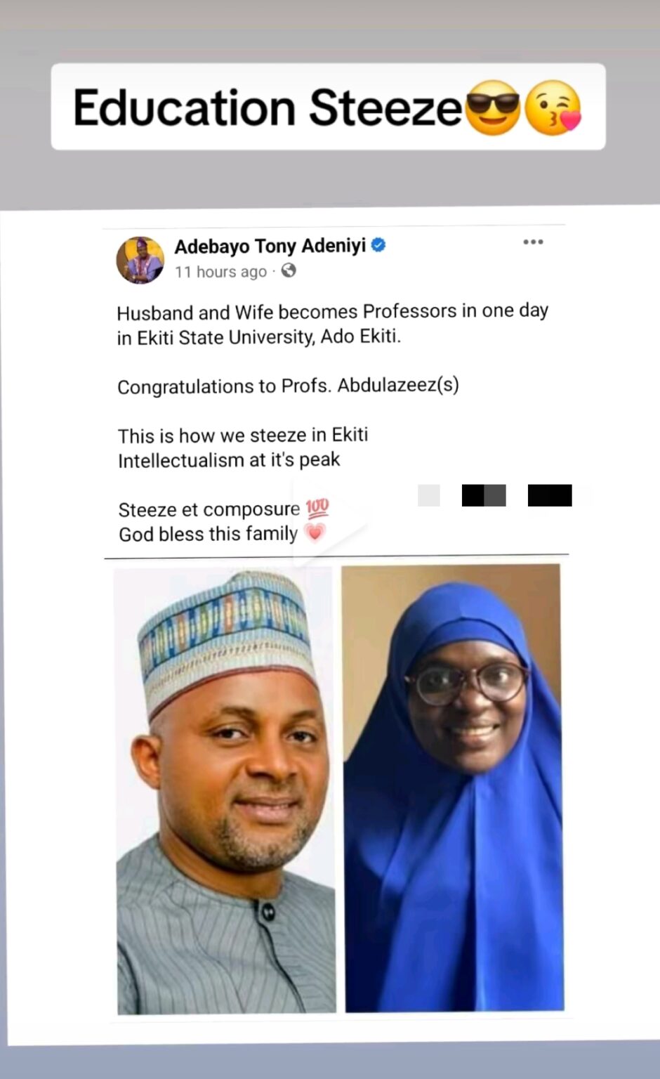Nigerian Lecturer And Wife Make History, Become Professors Same Day at Ekiti State University ...