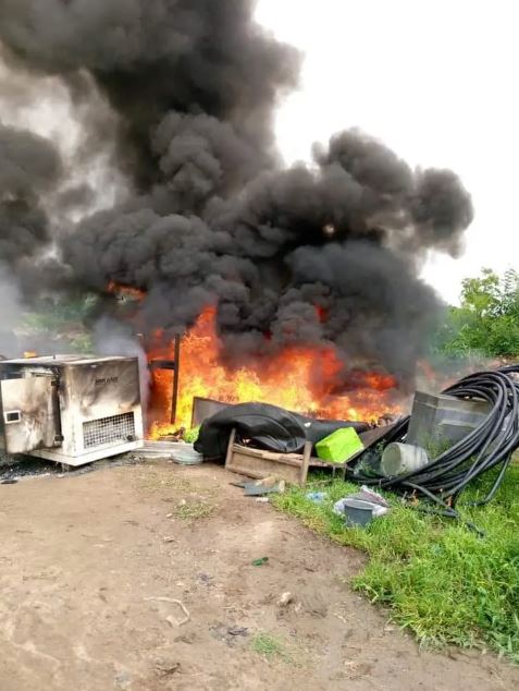 Executive Order: Taraba Govt Taskforce Sets Mining Camp Ablaze (Photos)