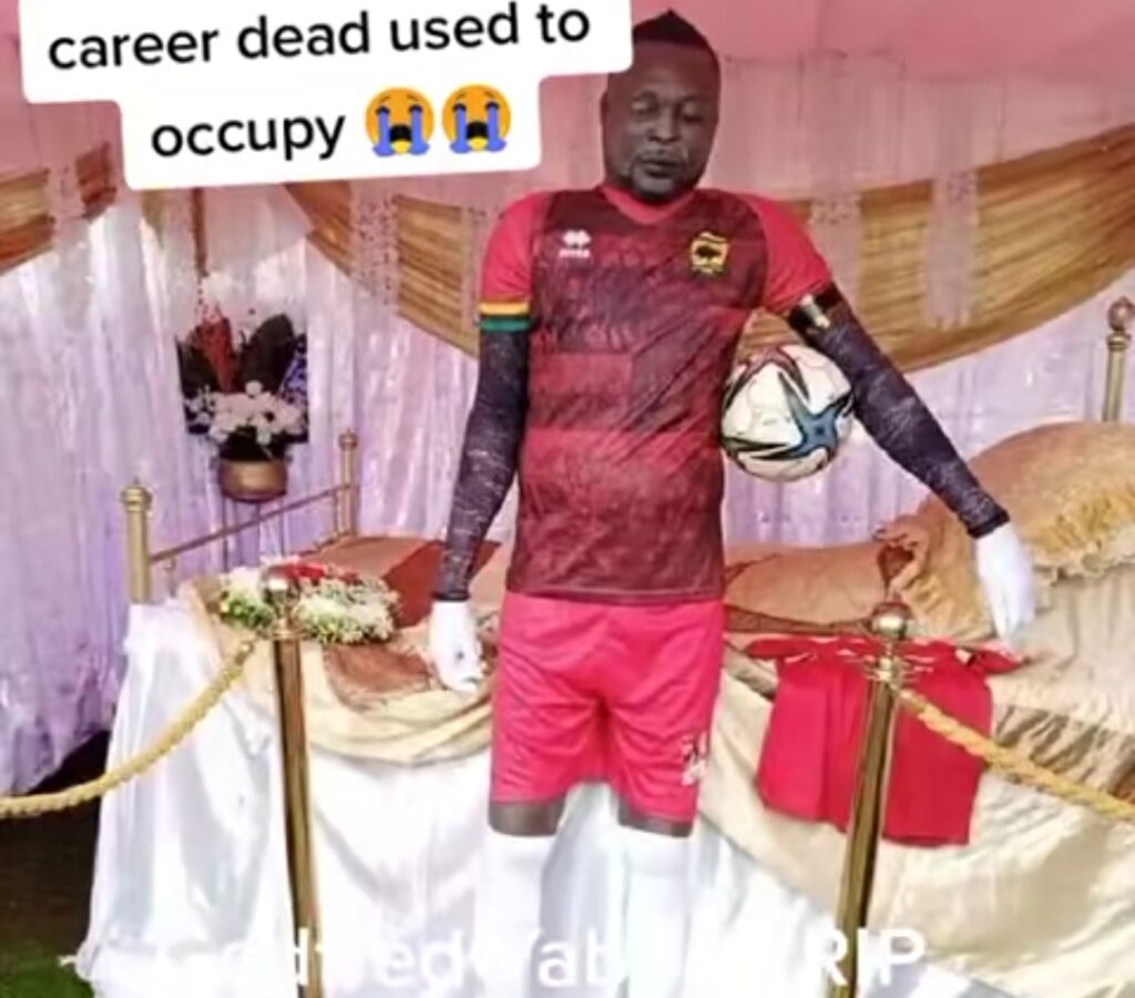 Late Ghanaian Footballer Buried in Giant Football Boot Coffin (Video)