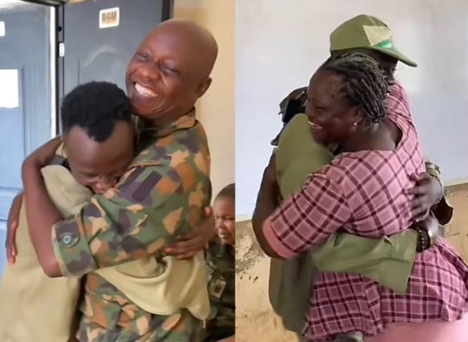 The Heartwarming Moment Corper Visits Parents At Workplace With His ...