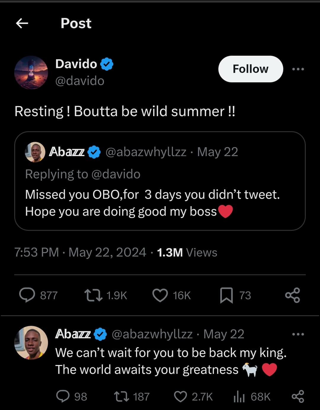 Diehard Fan Frames Davido’s Twitter Response, Plans to Show Future Kids