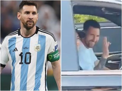 Moment Lionel Messi Parked in Traffic to Greet Fans (Video)
