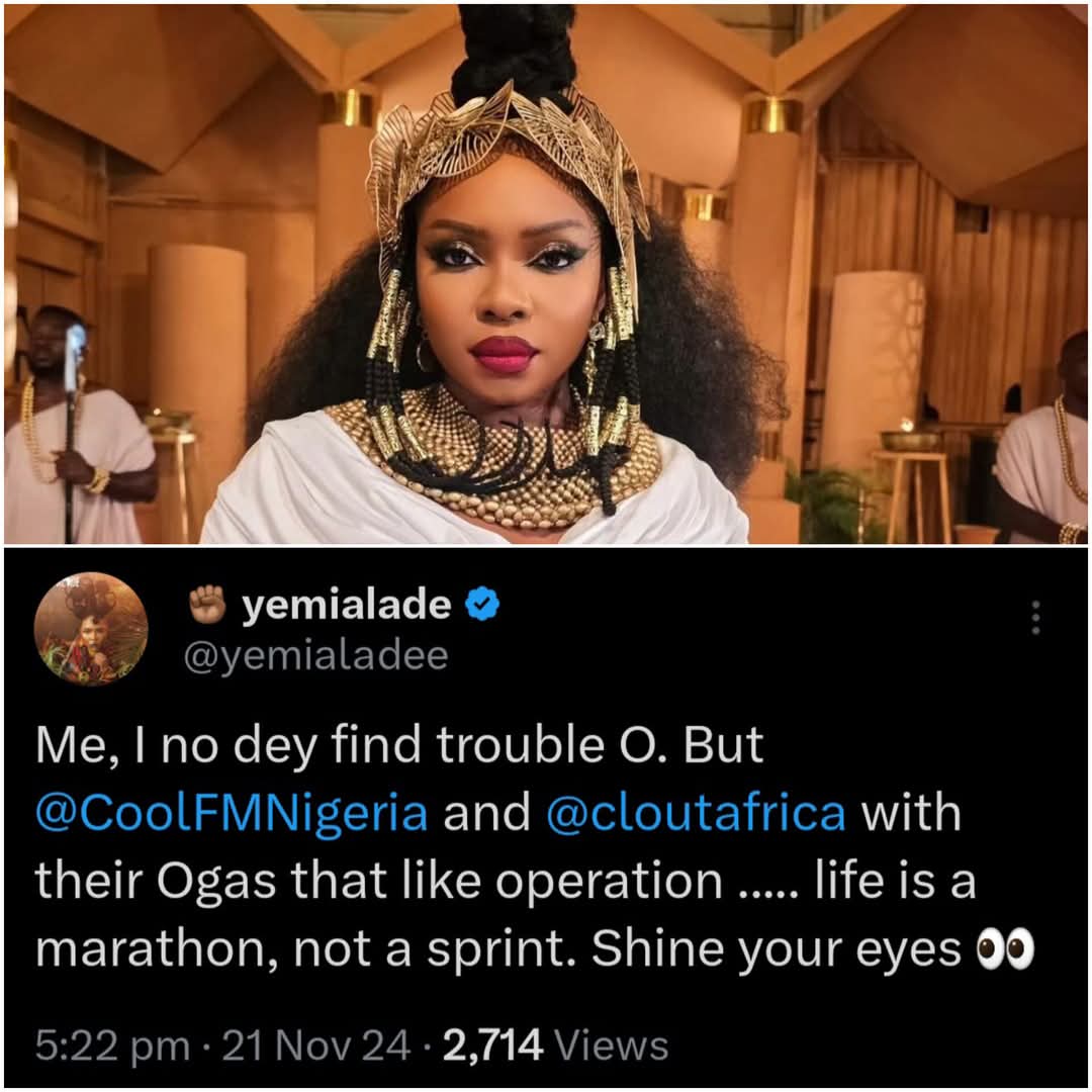 Yemi Alade Accuses Cool Fm And Clout Africa Of 'Forming Gate Keepers ...
