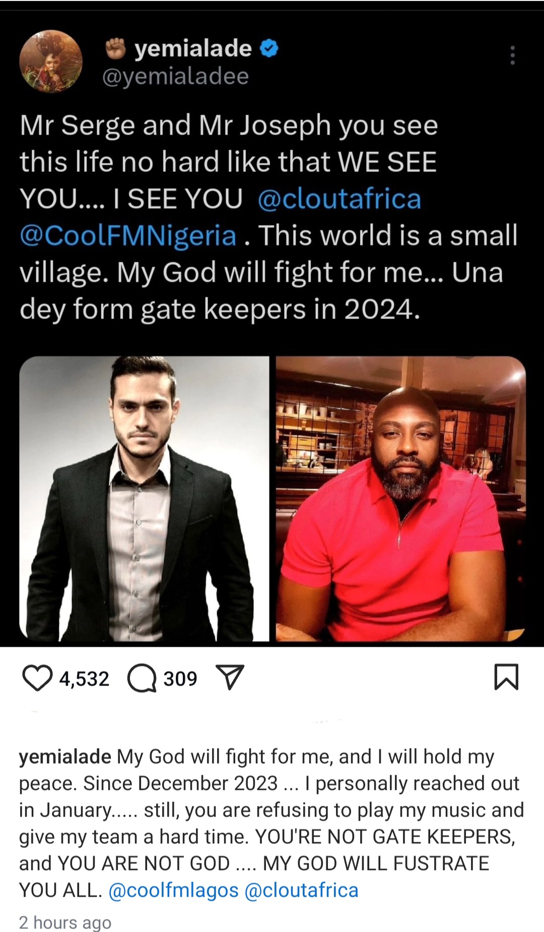 Yemi Alade Accuses Cool Fm And Clout Africa Of 'Forming Gate Keepers ...