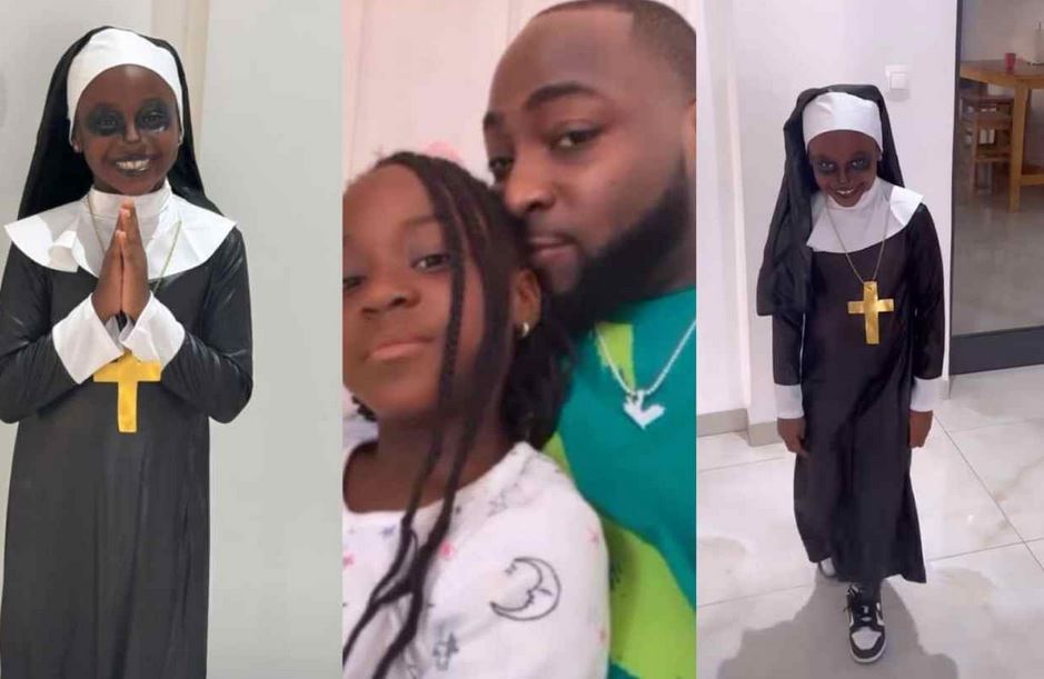 Davido’s Daughter, Hailey Dresses As Nun For Halloween