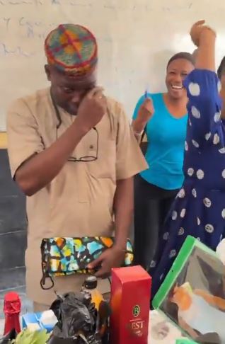 YABATECH Students Surprise Lecturer With Gifts On Birthday (Video)
